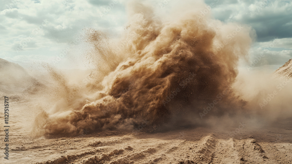 Desert sandstorm, brown dusty twisted or swirling vortex cloud banner ...