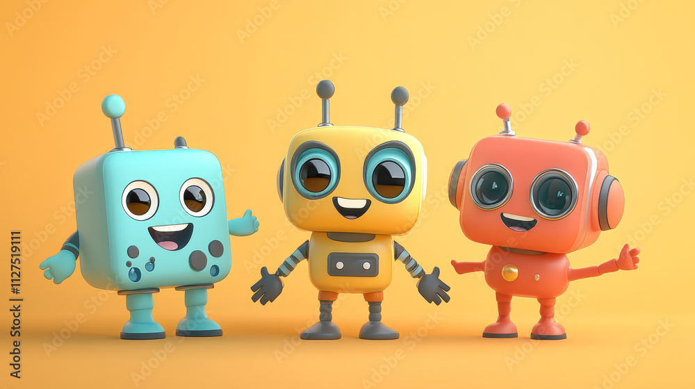 3D chatbot mascots set isolated on transparent background. Vector ...