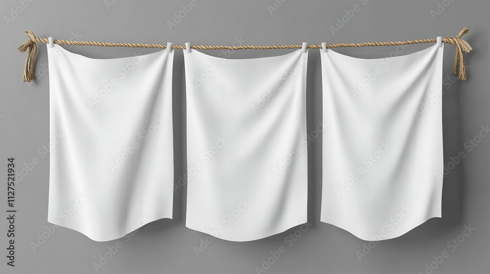 White realistic hang blank fabric horizontal canvas banner sign vector ...