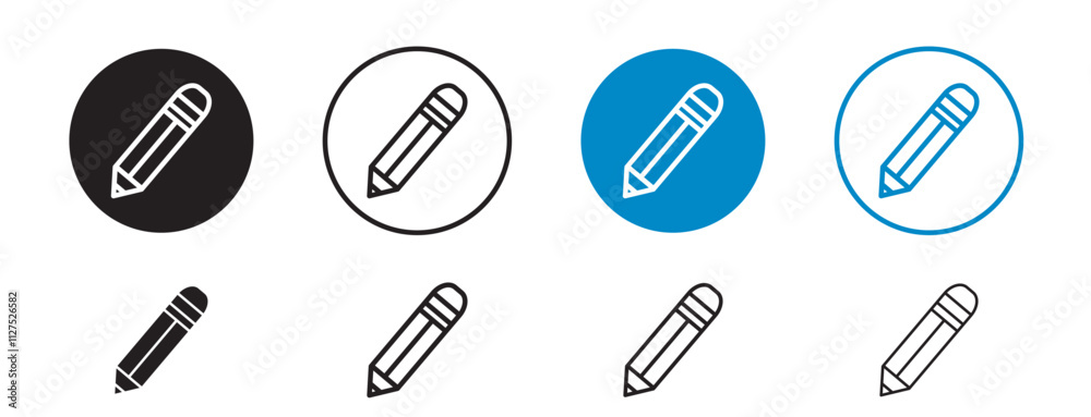 Set of 8 "Pencil" icons with an unexpanded vector & 1 silhouette ...
