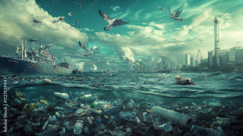 Environment contamination, nature pollution with plastic and toxic ...
