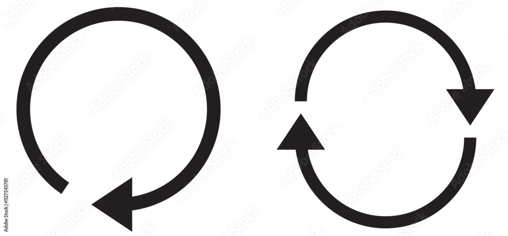 Repeat flat icon, arrow symbol design, direction sign illustration ...