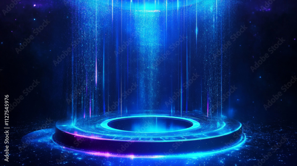 Circle hologram game portal with hud light effect. Futuristic ...