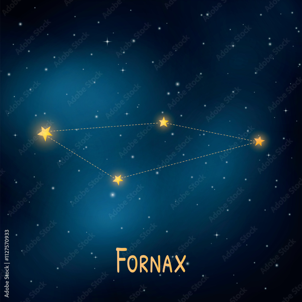 Fornax constellation in night sky with stars and nebula background ...