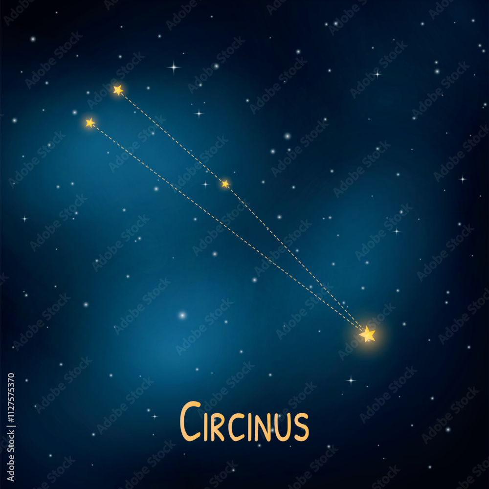 Circinus constellation: starry night sky with labeled celestial poster. Stock Vector | Adobe Stock