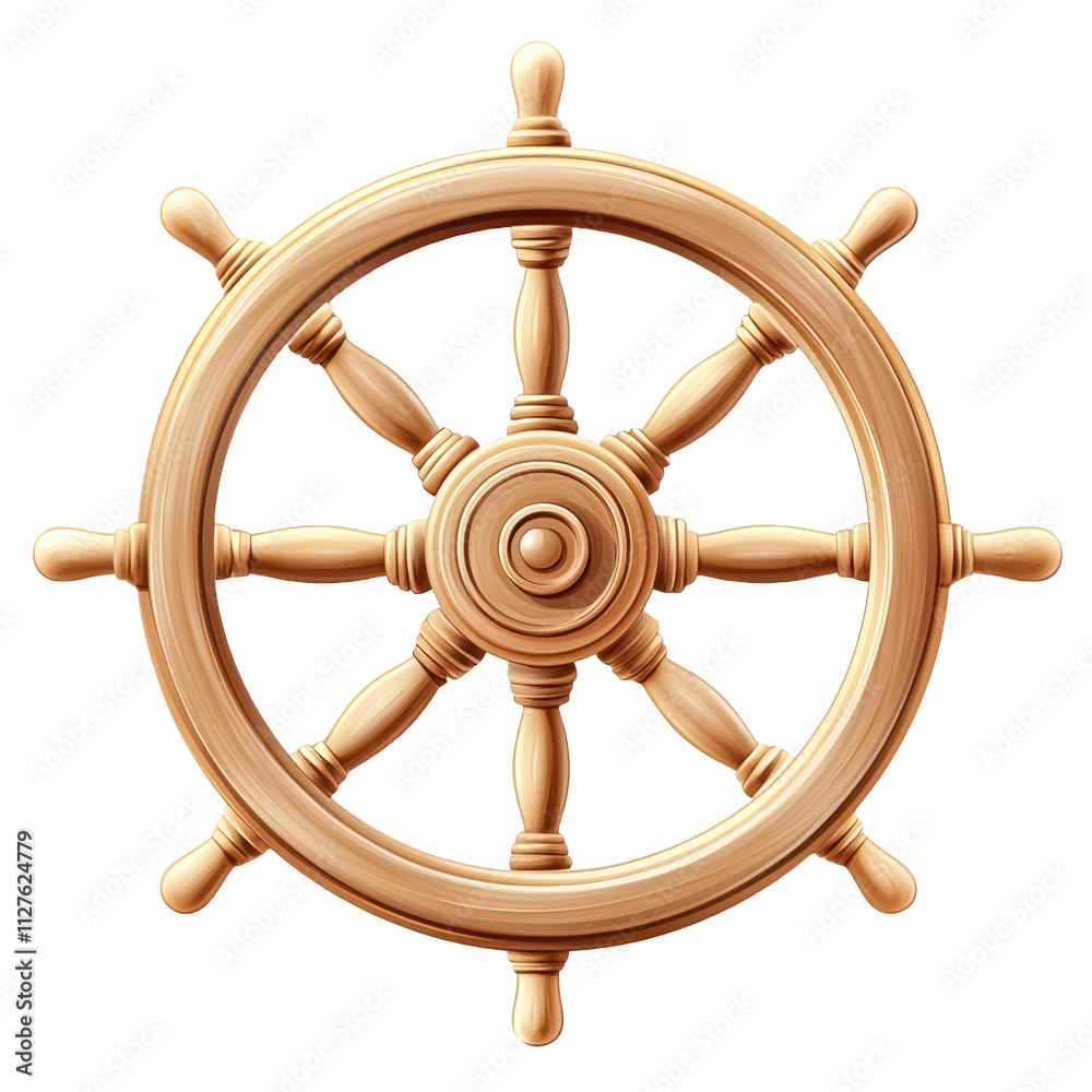 Ship wheel boat old wooden rudder helm vintage isolated captain. Sail ...