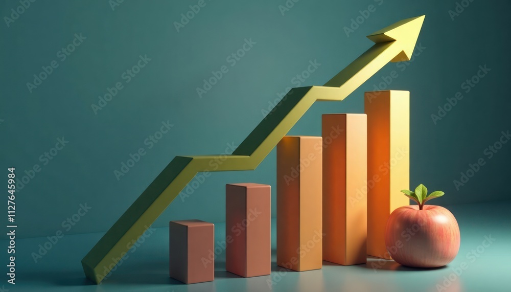 Ilustración de Stock 3D bar graph shows projected investment returns ...