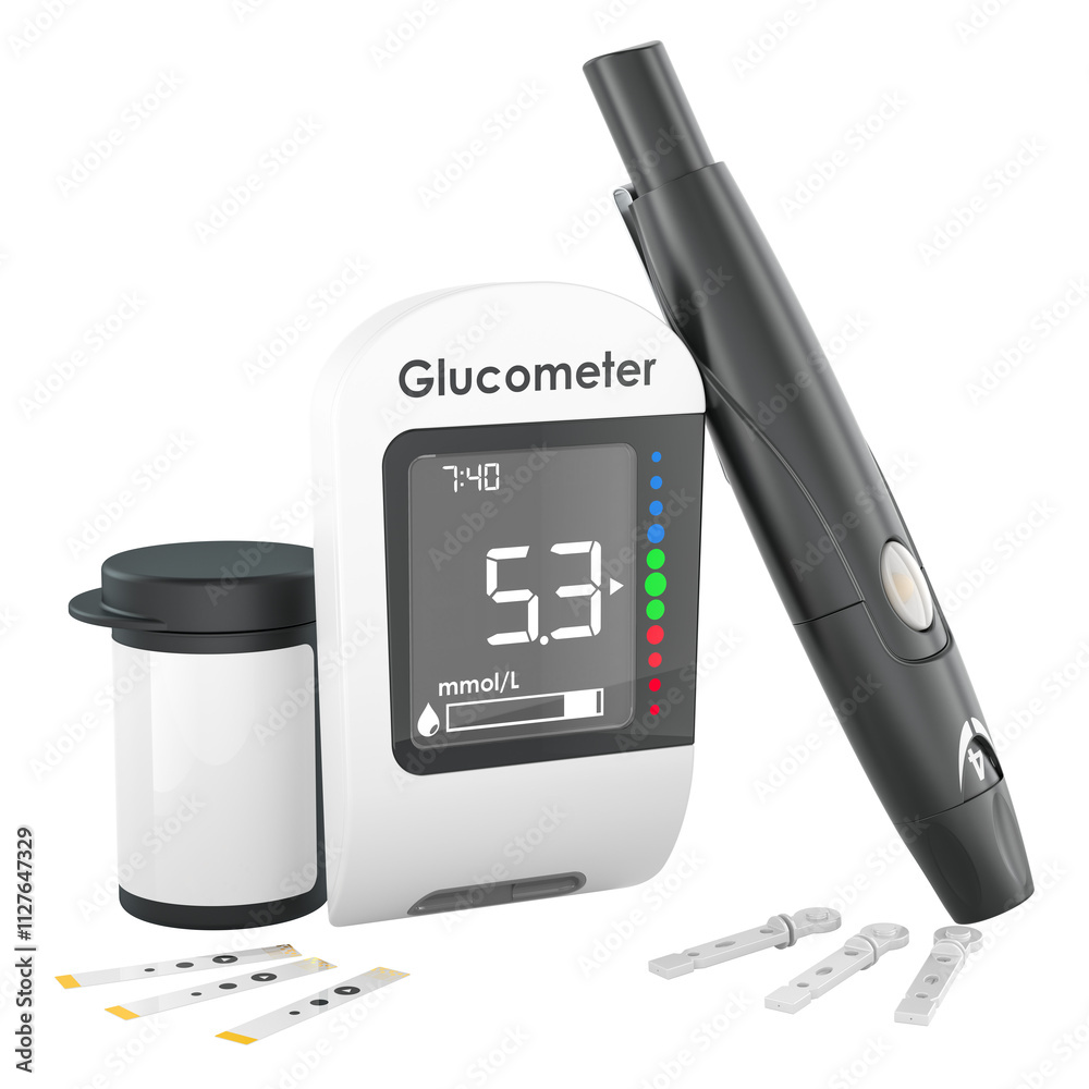 Glucose meter, adjustable lancing device and glucose test strip ...