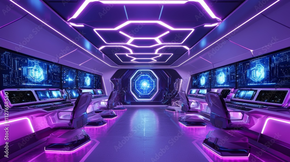Futuristic gamer room with glowing RGB lights, a custom-built PC setup ...