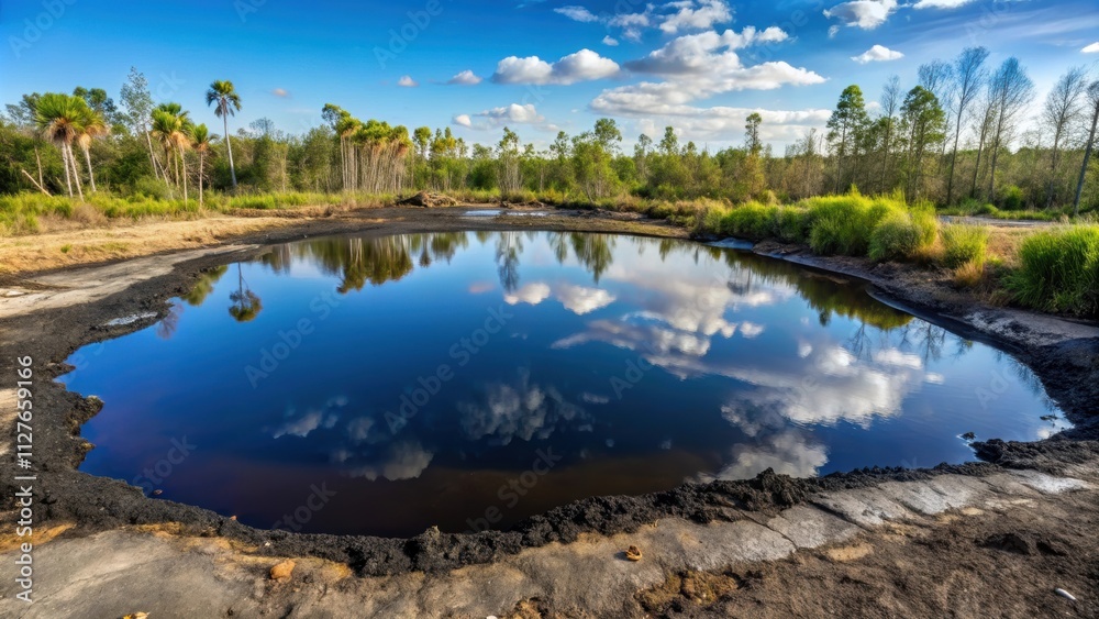 Tar water asphalt pit in swamp , swamp, tar, water, asphalt, pit, dirty ...