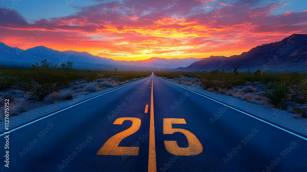 Highway 25 Sunset: Desert Road Trip, Scenic Drive, Vivid Colors ...