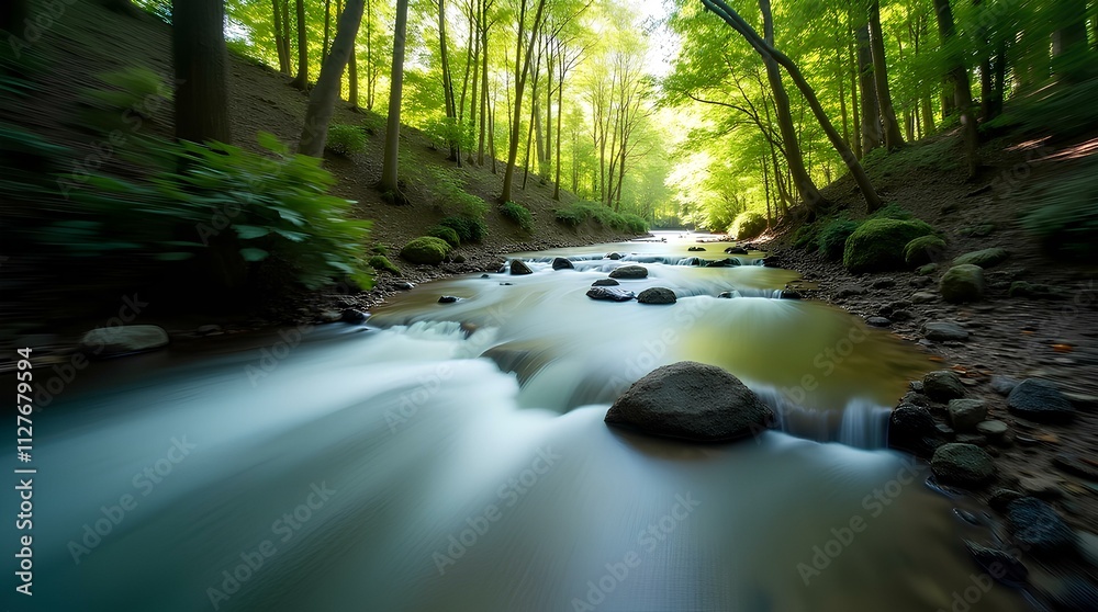 Motion blur in nature scene captured with long exposure waterfall ...