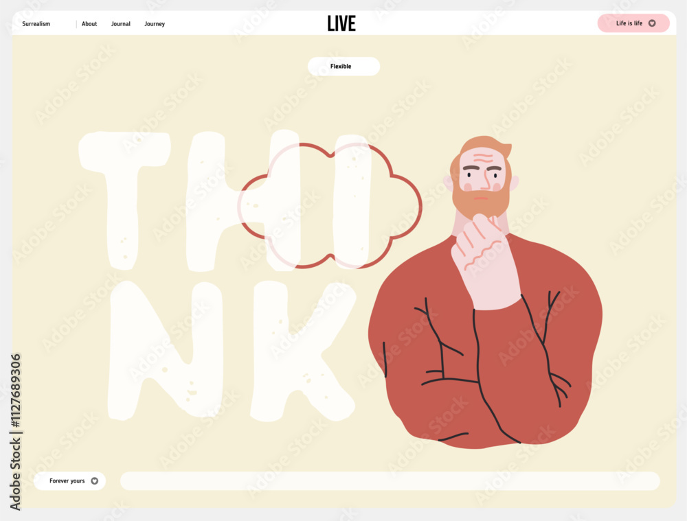 Thinking people, modern flat vector concept illustration- man standing ...