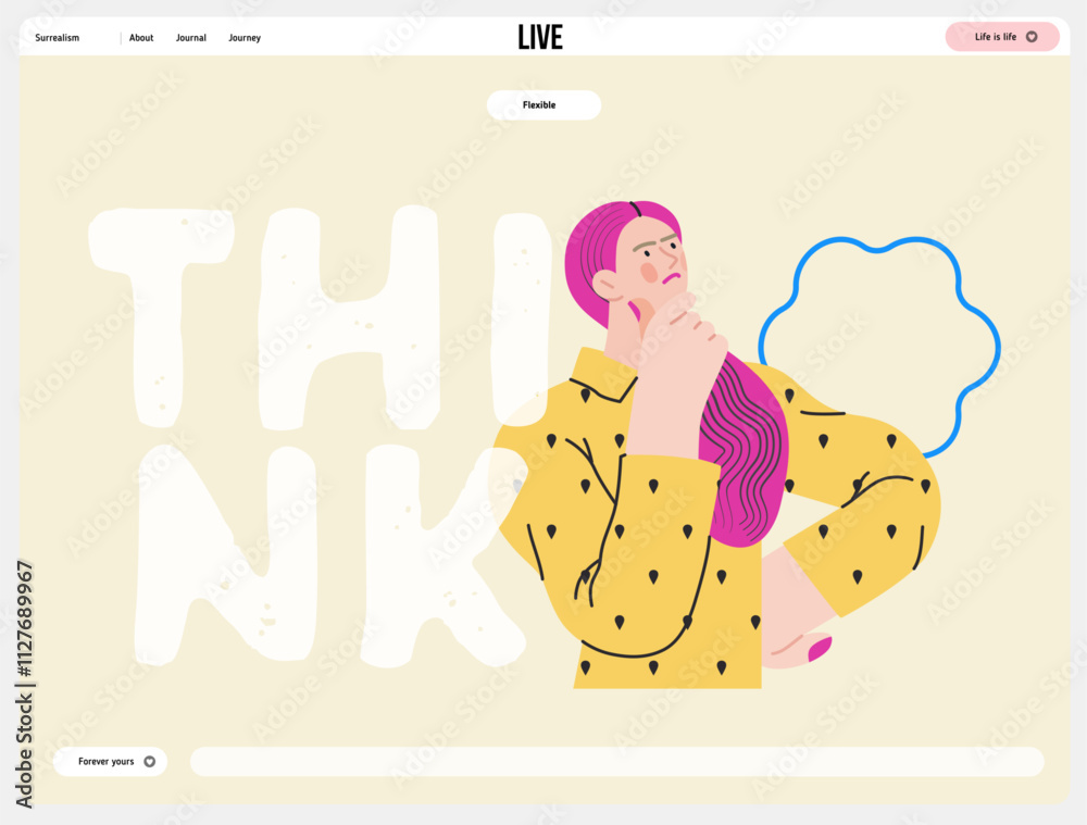 Thinking people, modern flat vector concept illustration- woman ...