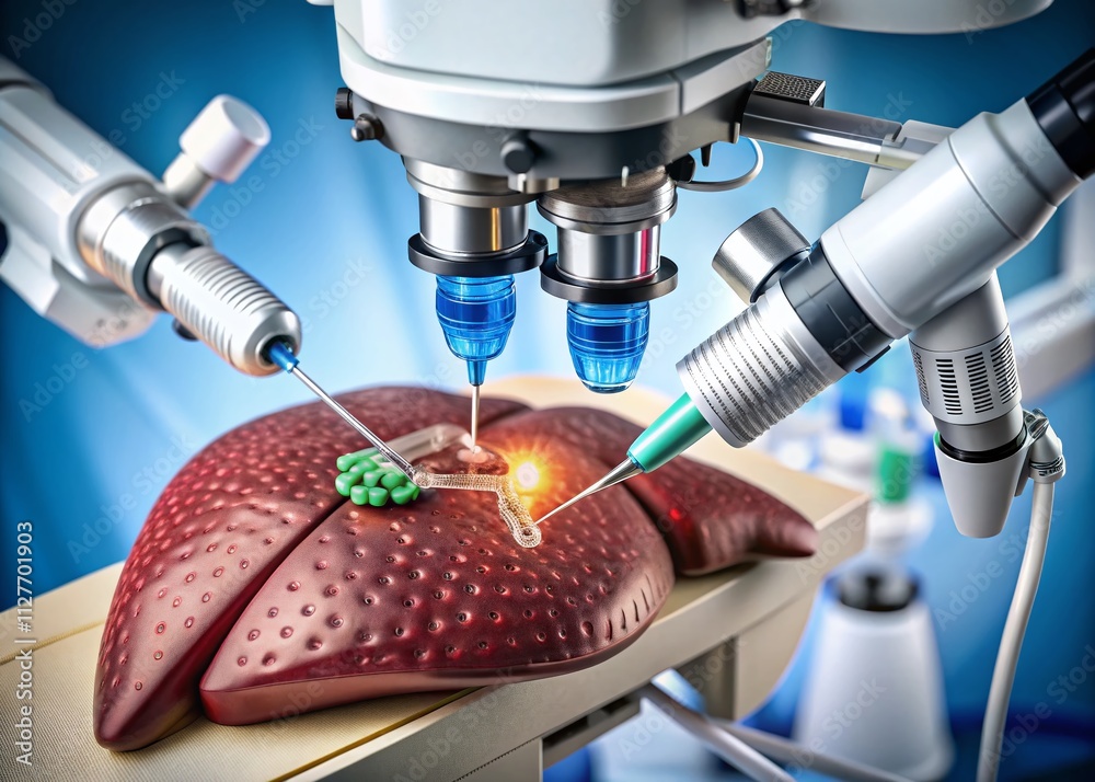 Detailed Drone Photography of Liver Biopsy Procedure Illustrating ...