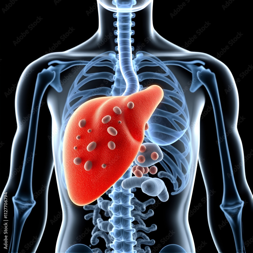 Gallstones in the gallbladderand bile duct, human silhouette and ...