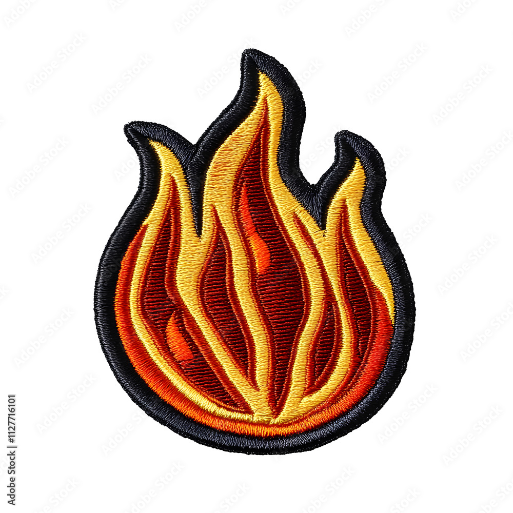 fire embroidered patch badge on isolated transparent background png ...