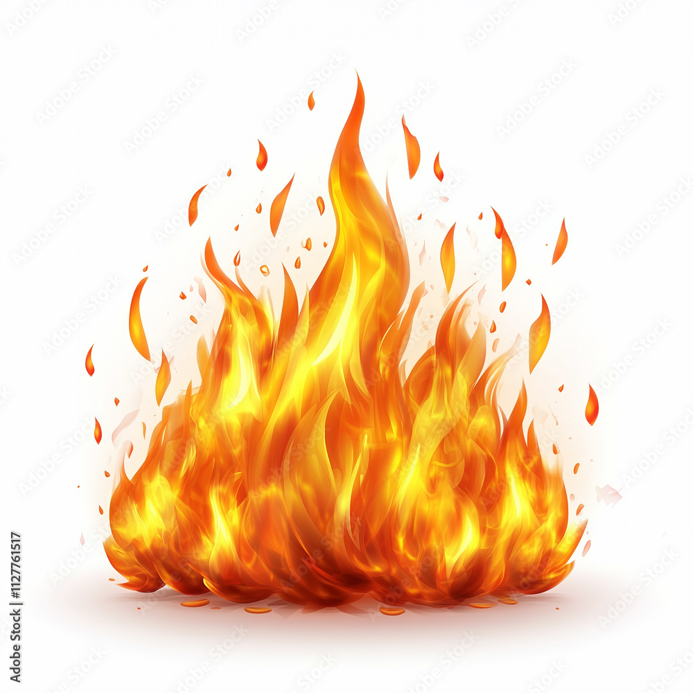 Fire isolated on a white background Stock Illustration | Adobe Stock