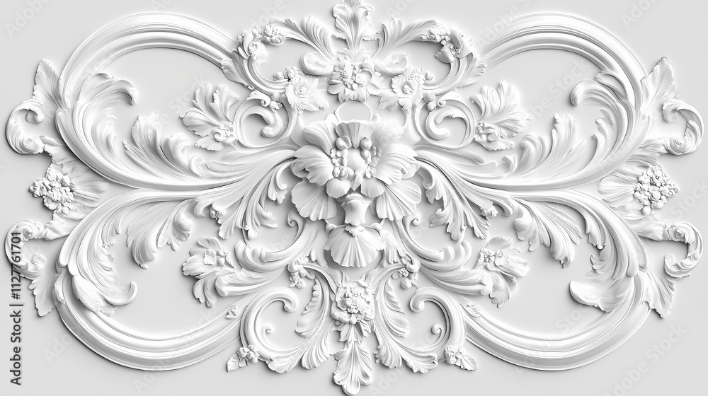 Roaring rococo ceiling design with white gypsum bas-reliefs. Rococo ...