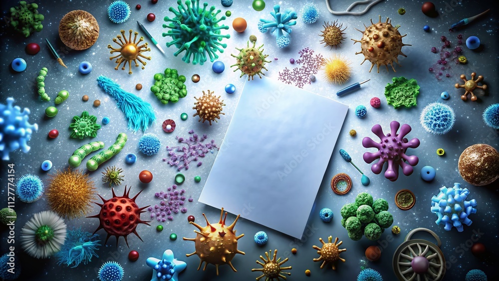 Handwritten Pathology Biology Doodles of Germs and Pathogens on White ...