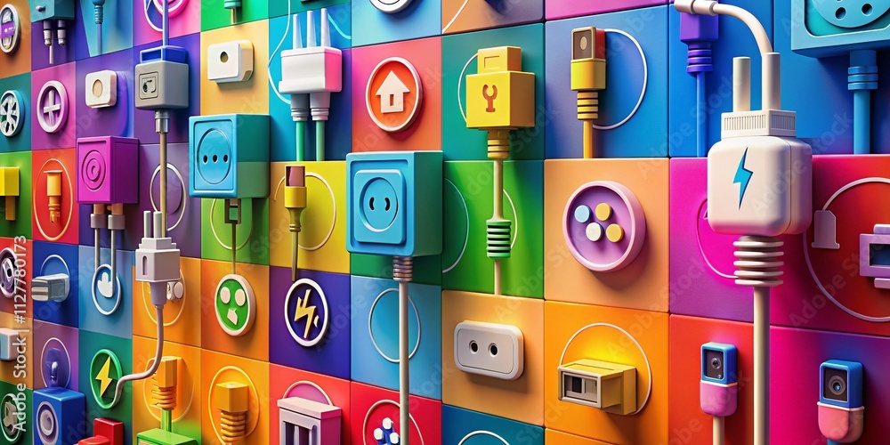 High-Resolution Panoramic Photography of Various Plug In Symbols on ...