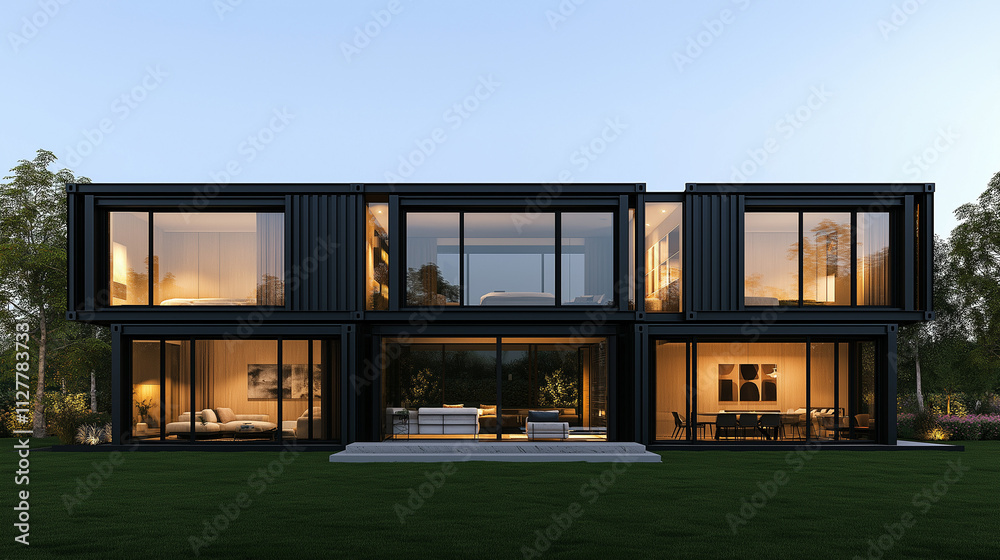 Modern Black Container Home: A sleek and contemporary home design with ...