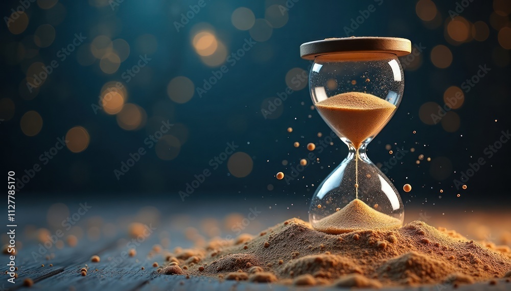 Hourglass with sand falling from 2024 to 2025 year. Sand particles ...