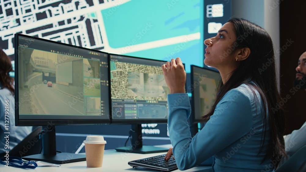 Indian operator transmitting gps coordinates for couriers to deliver ...