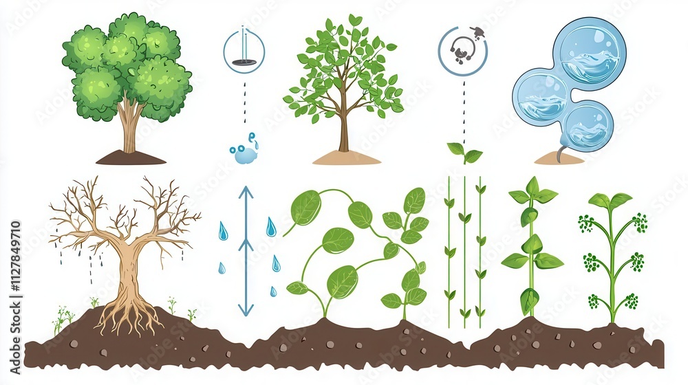 Diagram of the water and energy cycle, showing how sunlight powers ...