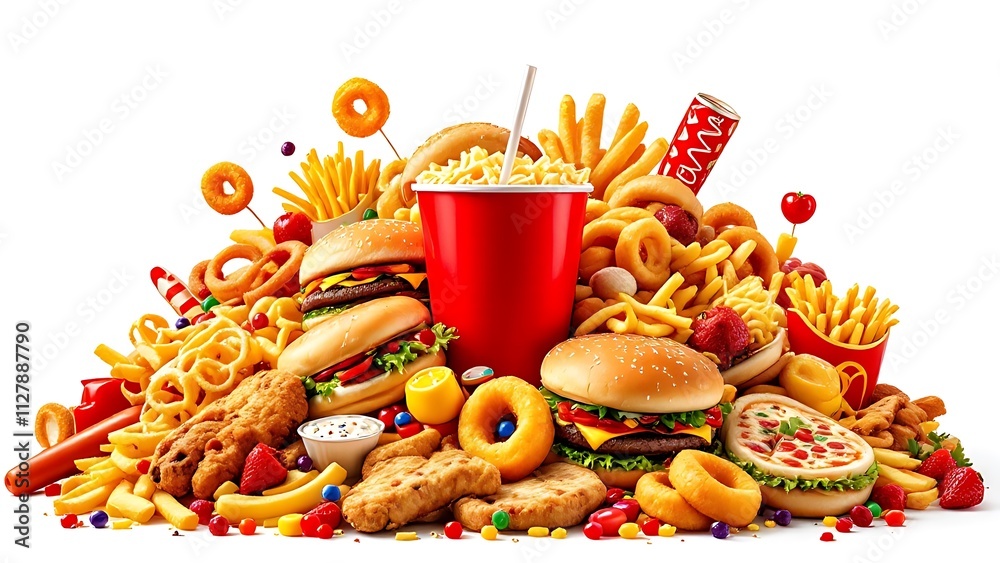 Consuming junk food as fried foods hamburgers soft drinks leading to ...