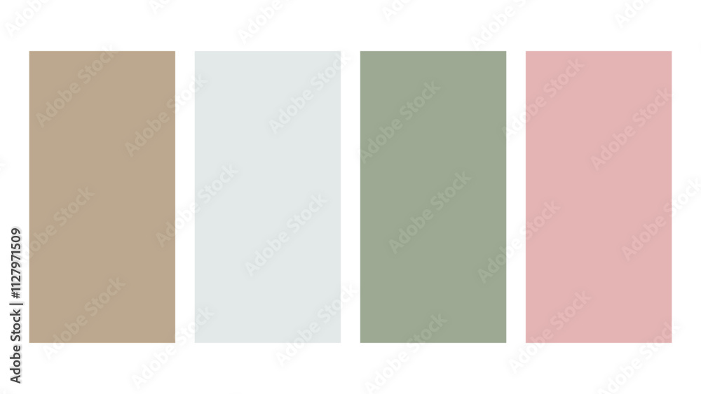 Nude, Misty Blue, Sage Green, Rosewater color palette. Set of bright ...