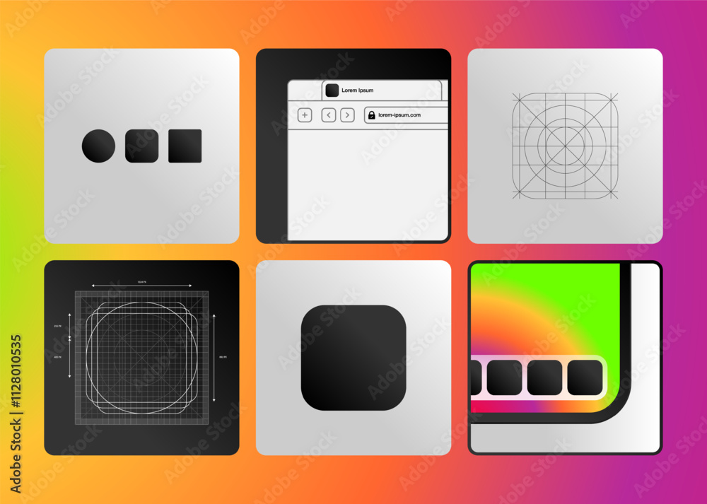 Stock-Vektorgrafik „High-quality vector mockup for app icons in ...
