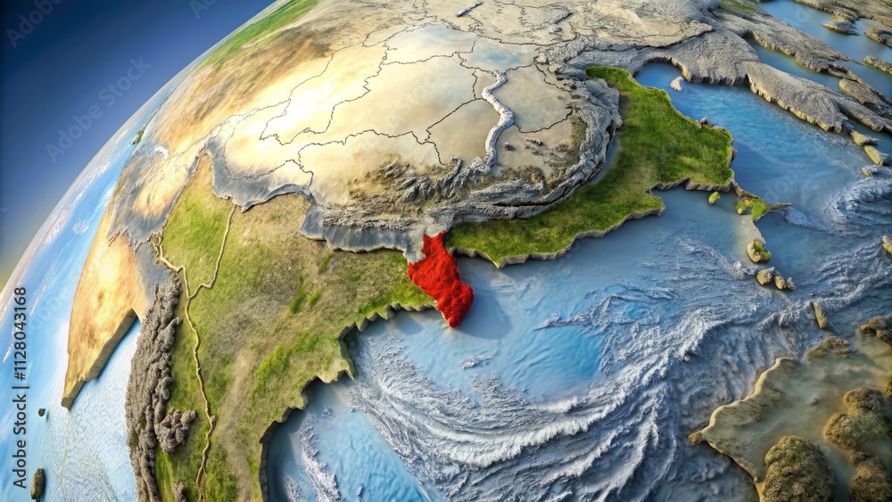 3D Globe Map Highlighting Nepal, Aerial View, Asia Geography, Nepal Map ...
