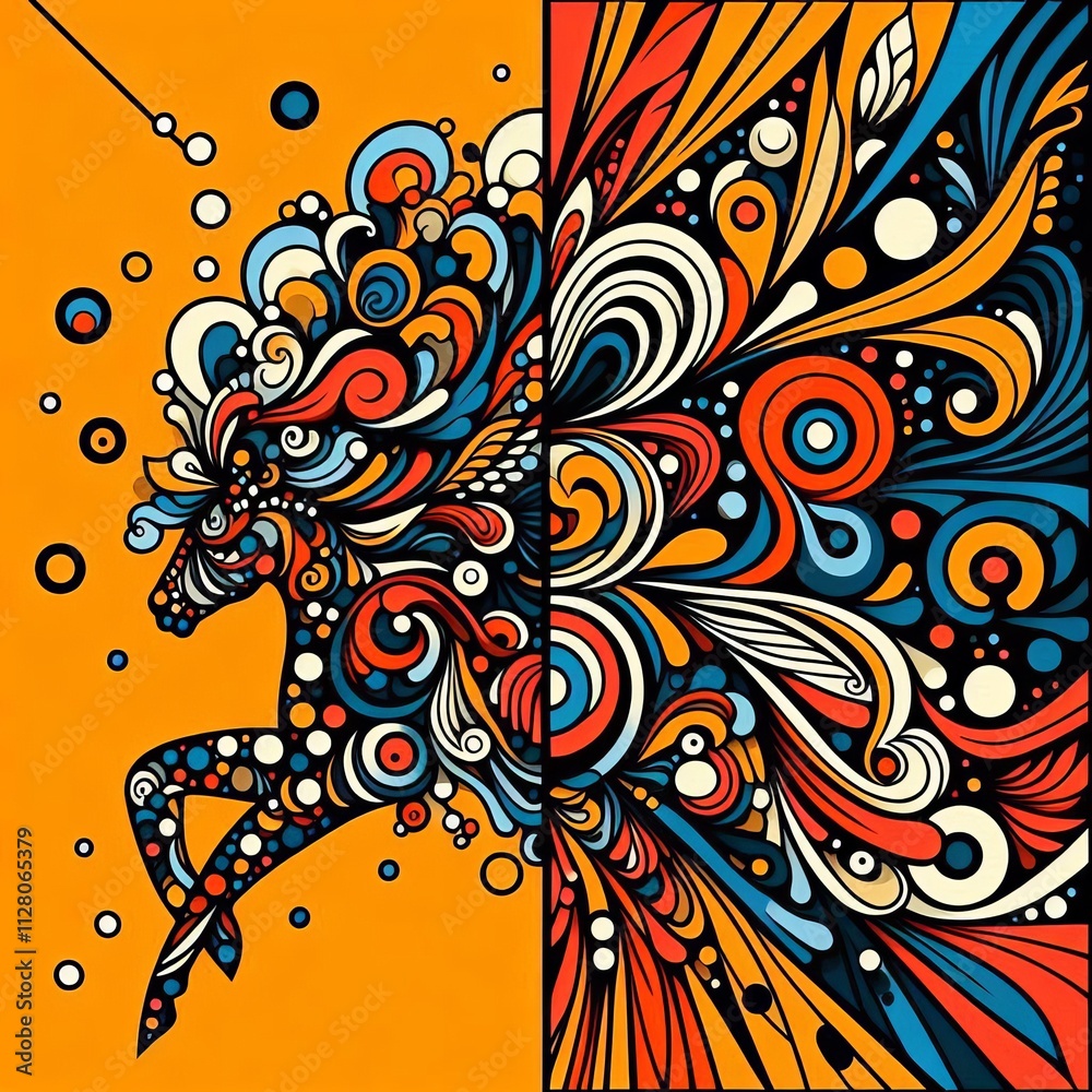 Color Contrast High contrast color blocked image for an op art e Stock ...