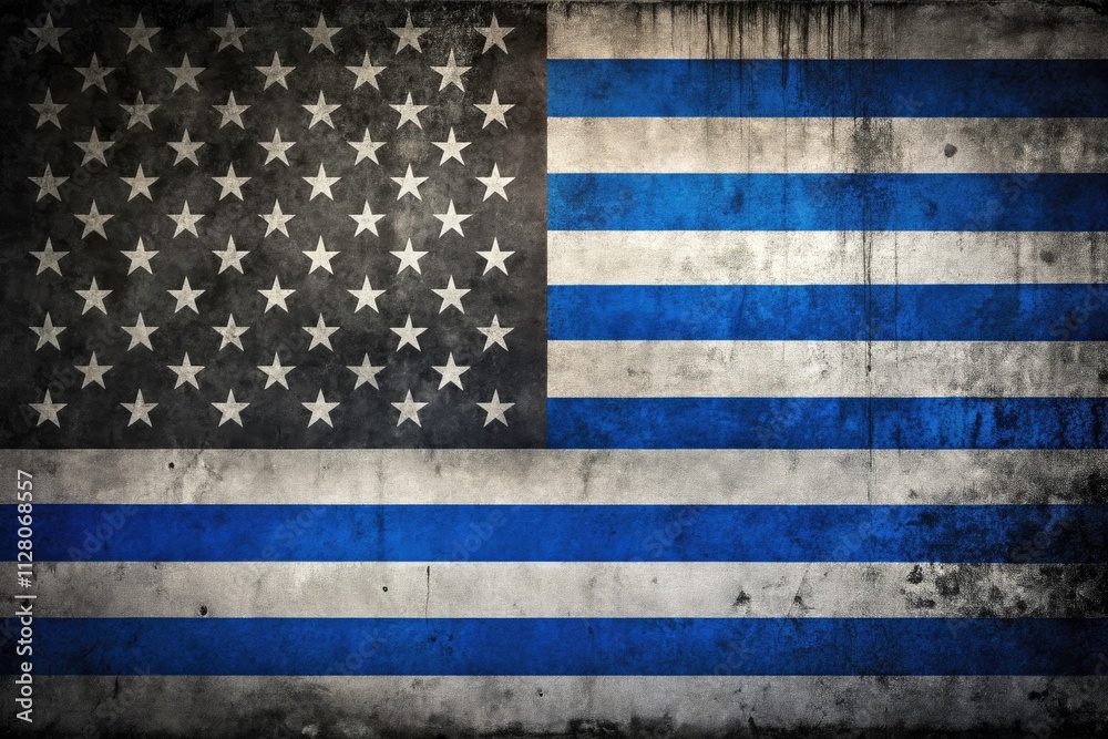 Distressed American Flag Blue Line Police Thin Blue Line Flag Image ...