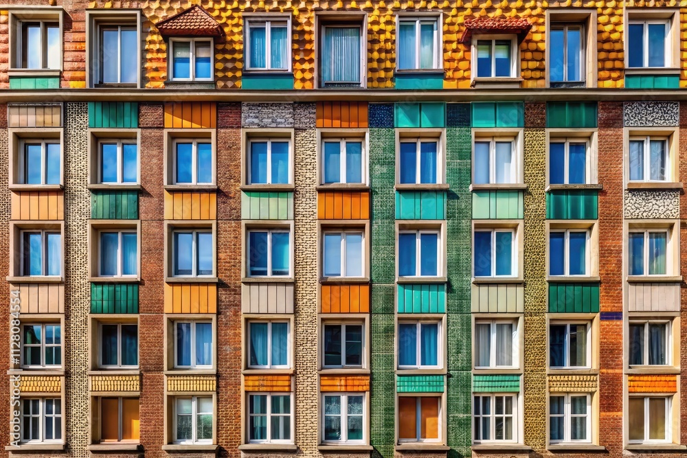 Panoramic Facade Cladding: Diverse Tile Shapes & Sizes, Seamless Bump ...