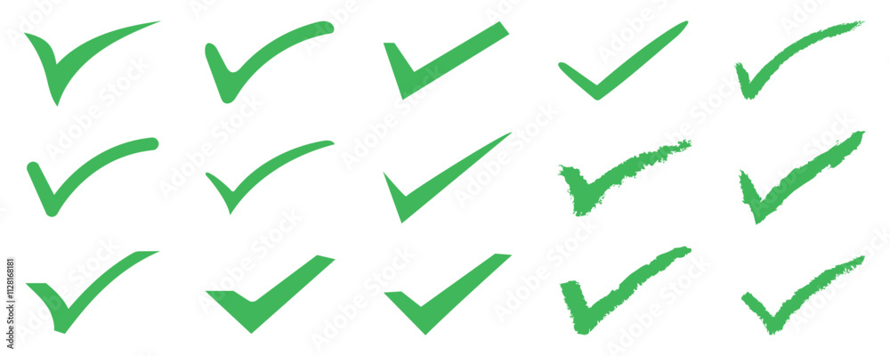 Green check mark and icon set, Check mark vector icon. Checkmark Illustration Vector symbols set ...