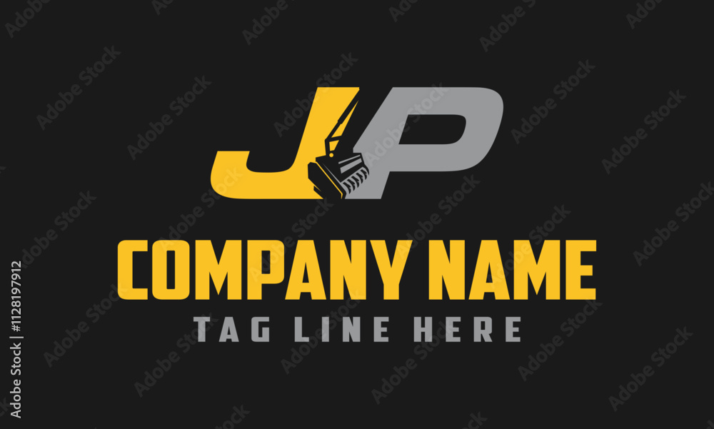 Letter JP mulching, excavator logo vector , Land Clearing Mulcher ...