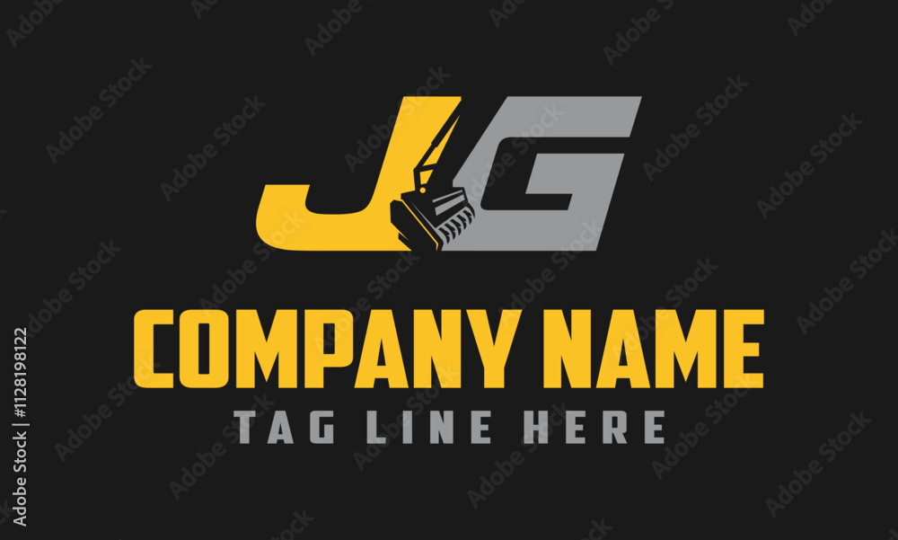 Letter JG mulching, excavator logo vector , Land Clearing Mulcher ...