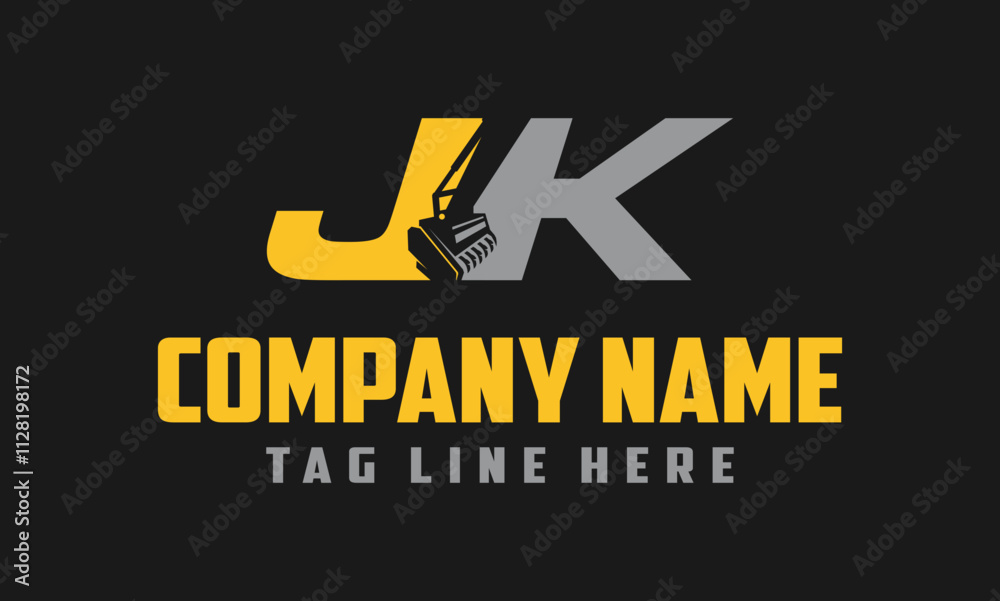 Letter JK mulching, excavator logo vector , Land Clearing Mulcher ...