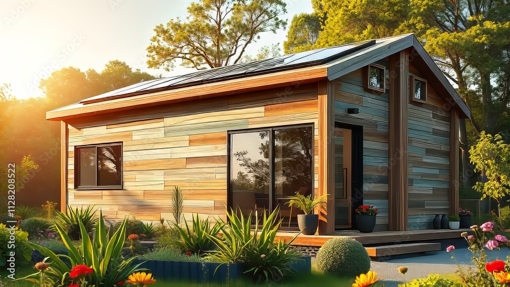 Sustainable Modular Home Exterior Cladding Design - Vivid Illustration ...