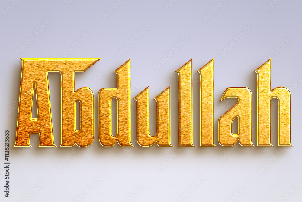 Gold text effect of Arabic name Abdullah on light-blue background ...