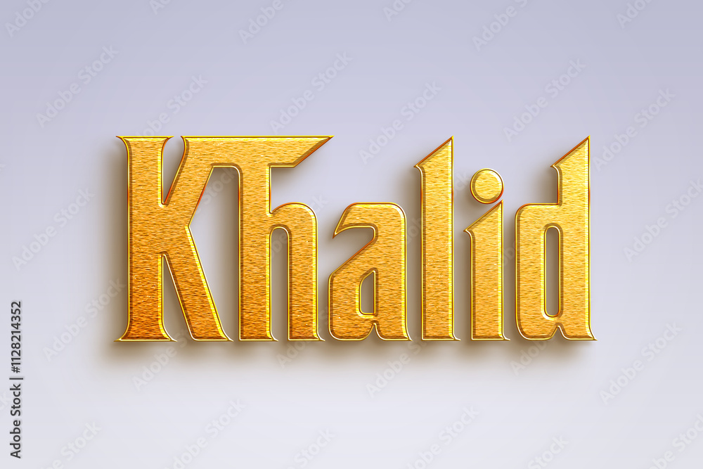 Gold text effect of Arabic name Khalid on light-blue background. Stock Illustration | Adobe Stock
