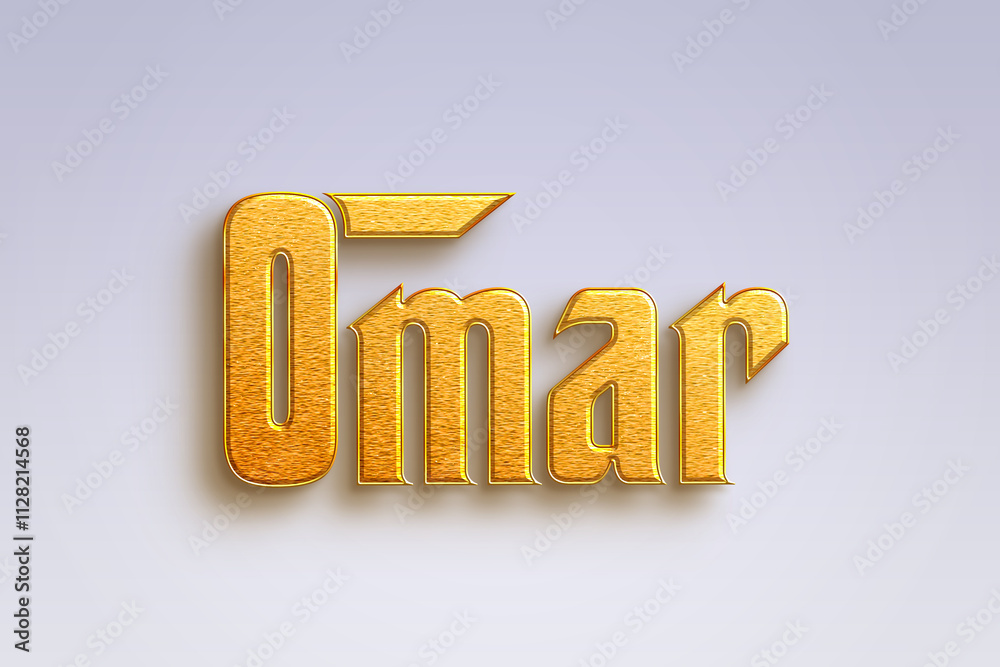 Gold text effect of Arabic name Omar on light-blue background. Stock ...