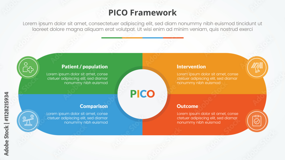 PICO framework infographic concept for slide presentation with big ...