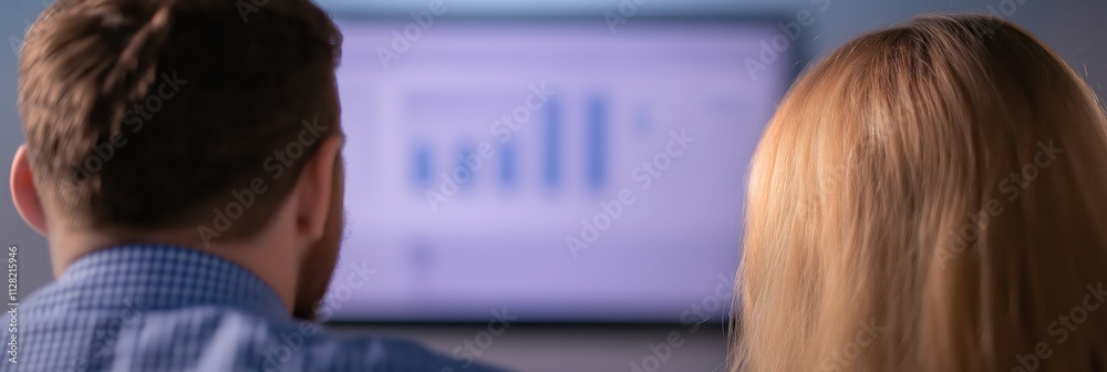 A couple engages in a collaborative data analysis session while looking ...