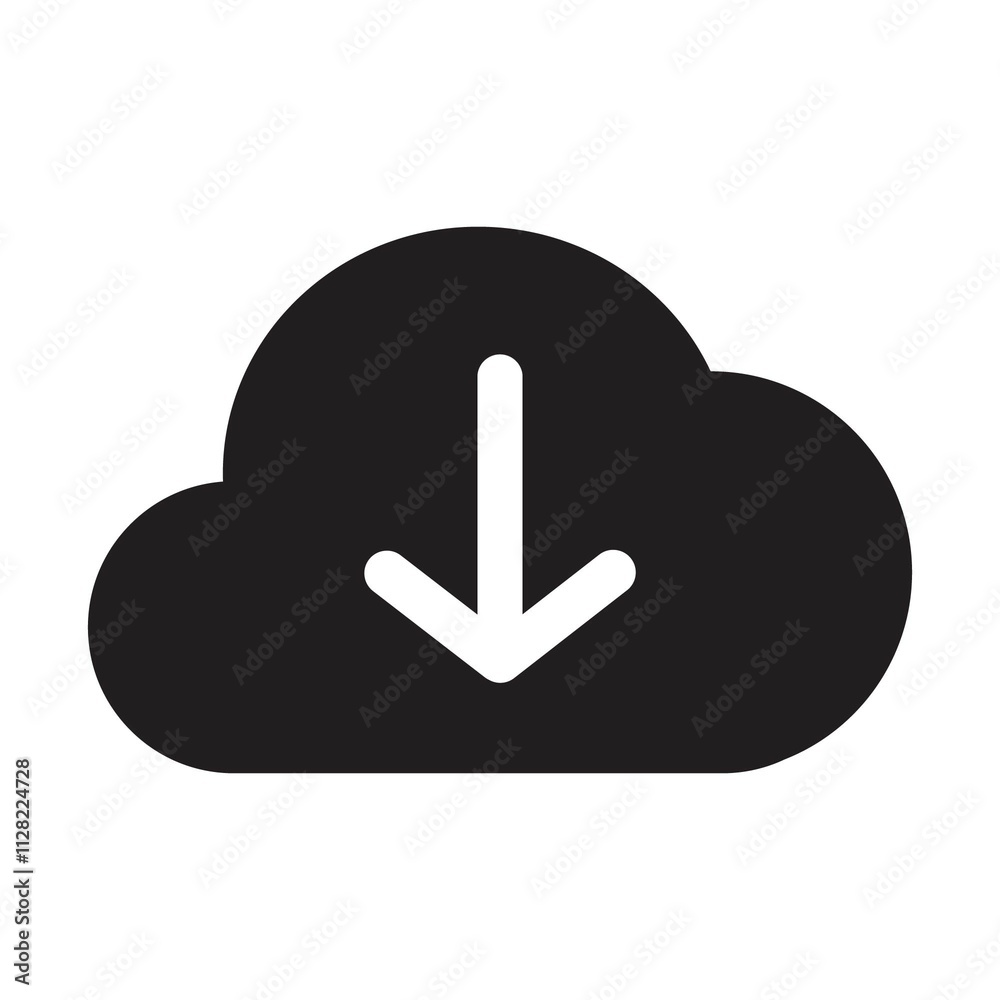 cloud downloading icon, download icon, save icon, data storage database ...