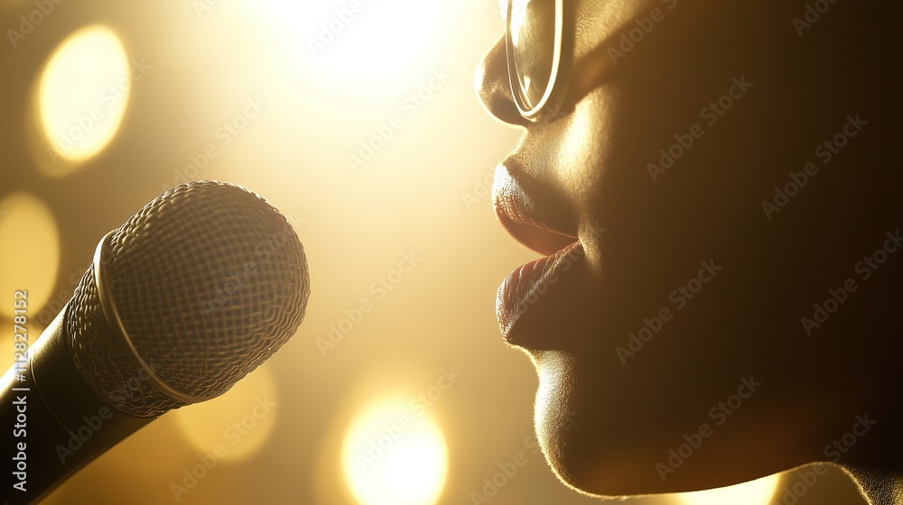 Person speaking into microphone at a conference, passionately sharing ...