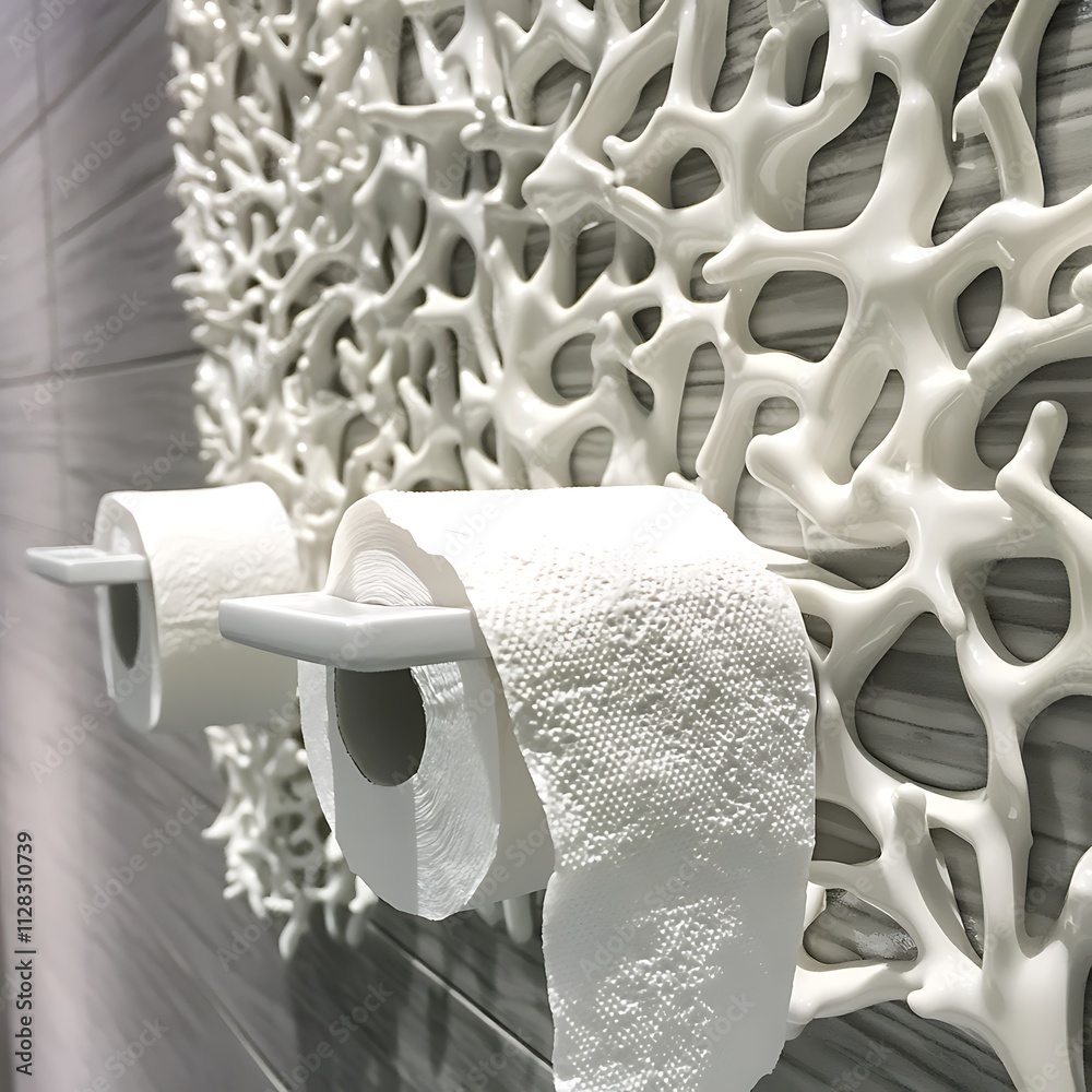Innovative bathroom design featuring coral-inspired toilet paper holder ...