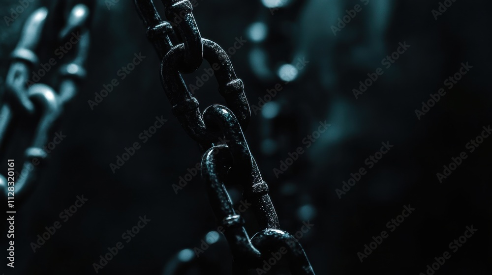 Broken chains falling into darkness, Symbolizing the abstract concept ...